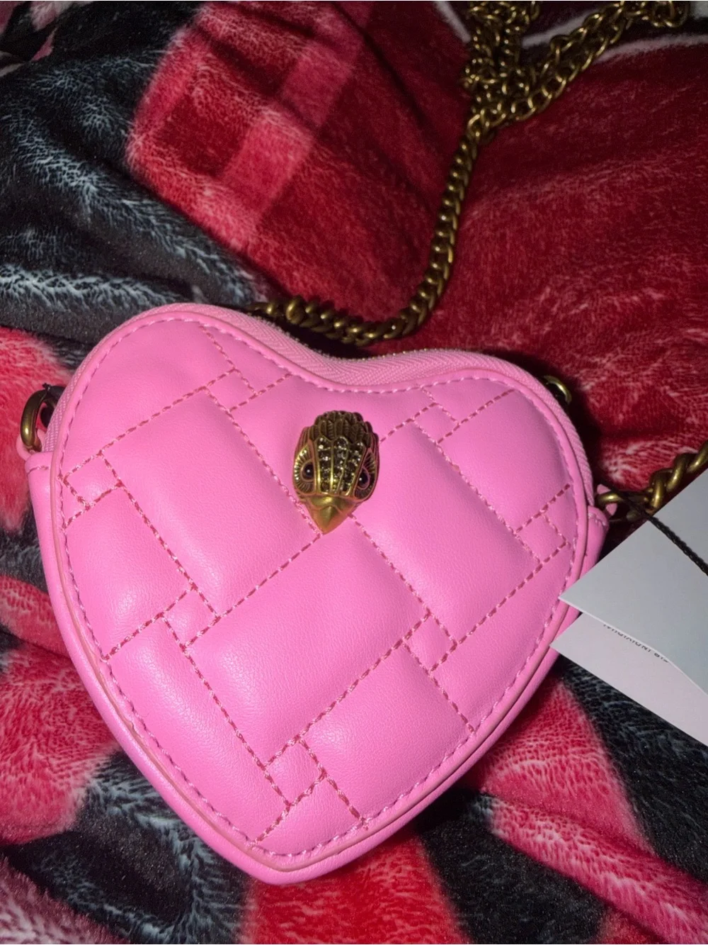 Bags | Pink Heart Quilted Crossbody Bag With Gold Accent Kurt Geiger ...